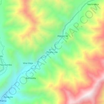 Mapa topográfico Piedra Liza, altitud, relieve