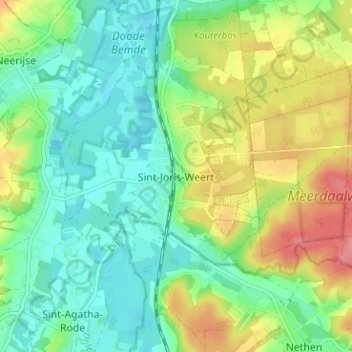 Mapa topográfico Sint-Joris-Weert, altitud, relieve