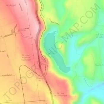 Mapa topográfico Laguna de Yambo, altitud, relieve